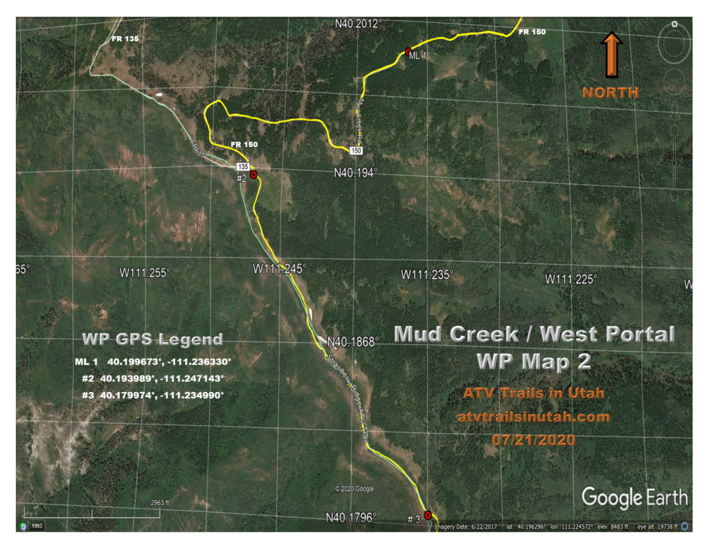 Mud Creek - West Portal WP Map 2 - ATVTrailsInUtah.com